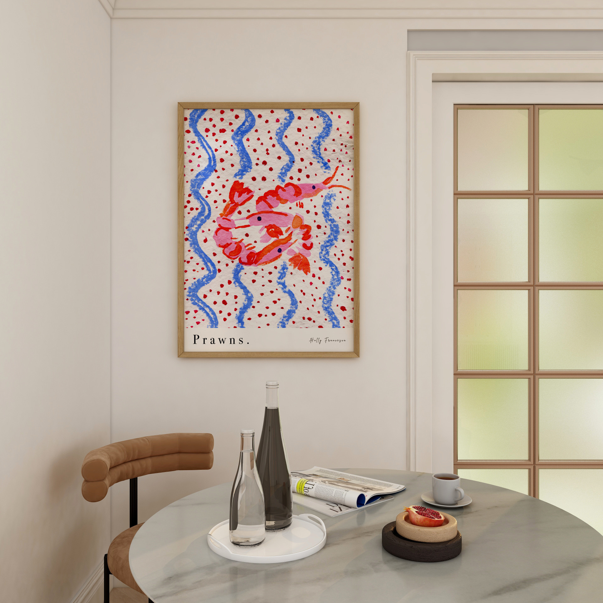 Prawns Seafood Art Print - Shrimp Watercolour Pastel Poster by artist ...