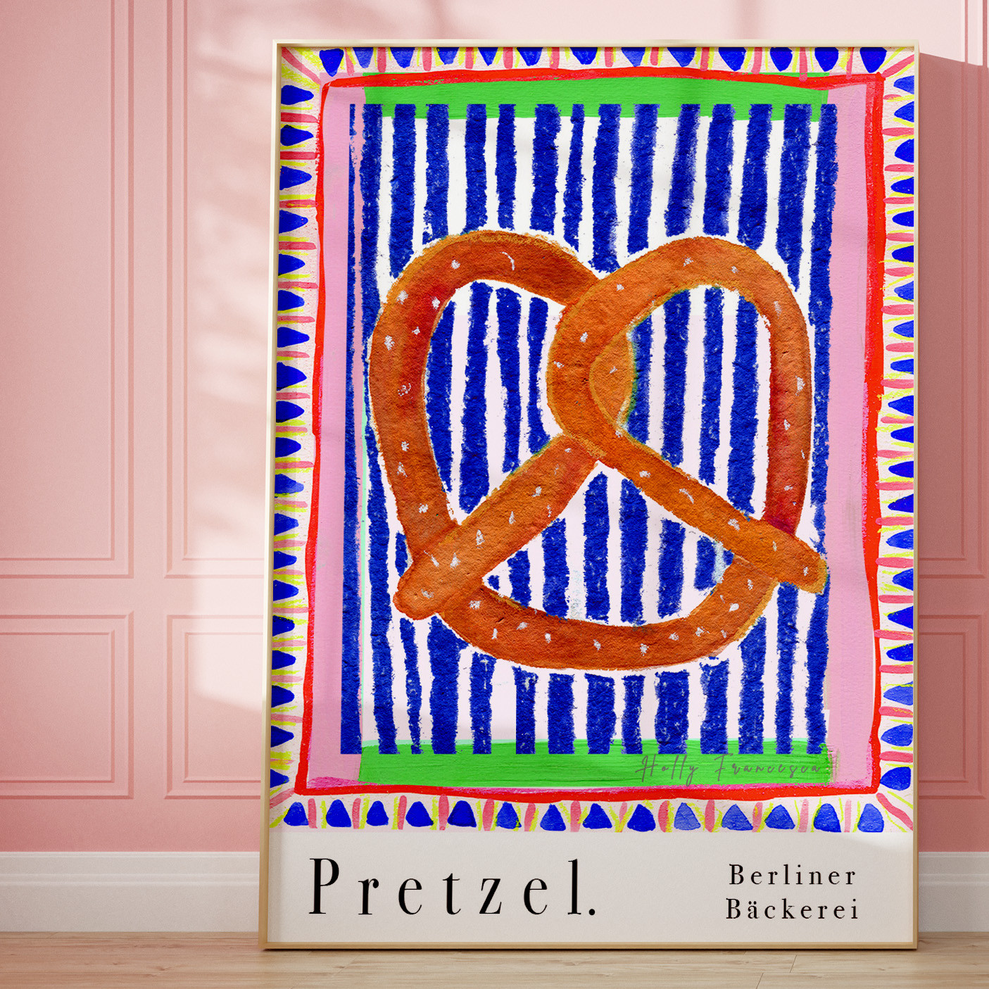 Pretzel Art Print - Watercolour Pastel Berlin Poster by artist Holly ...