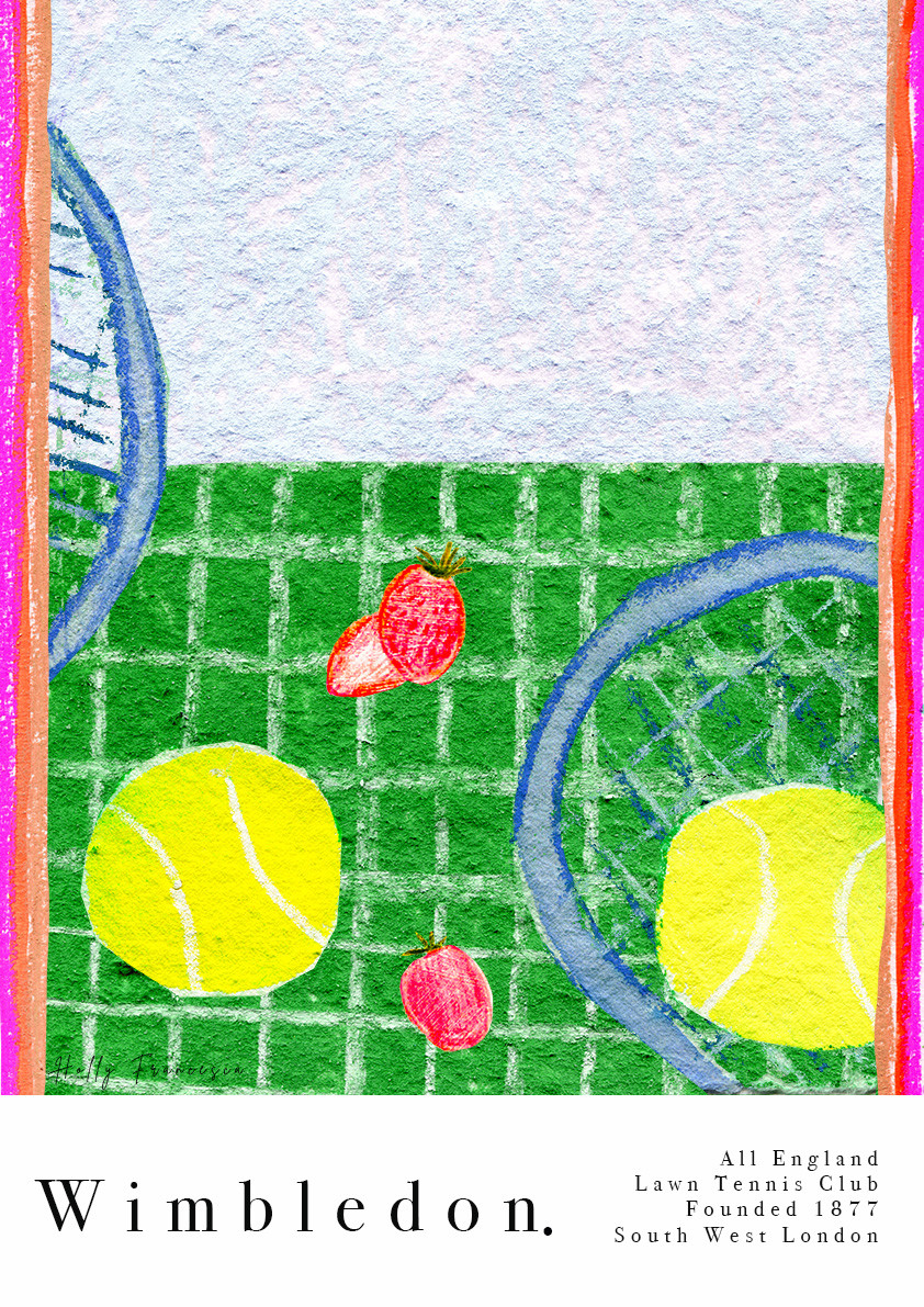 Wimbledon Tennis Art Print - Watercolour Strawberry Poster by artist ...