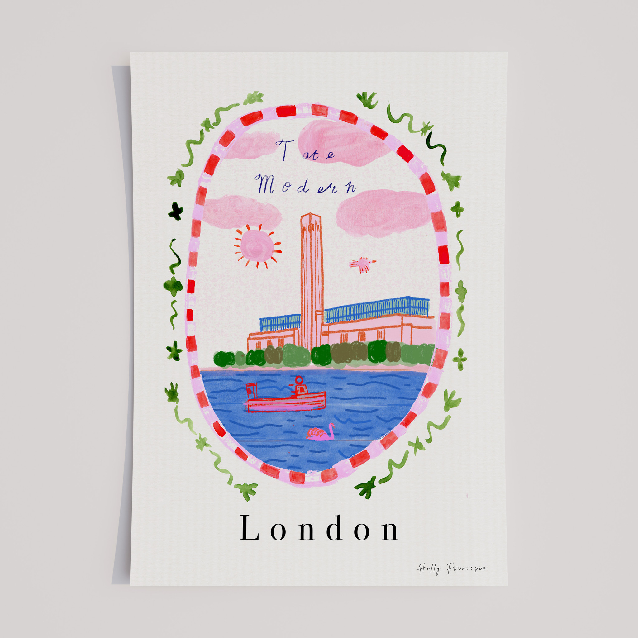 Illustrated Tate Modern Poster - London Scene - Patterned Landscapes ...