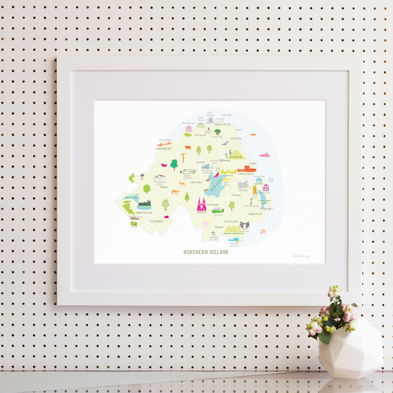 Illustrated hand drawn Map of Northern Ireland art print by artist ...
