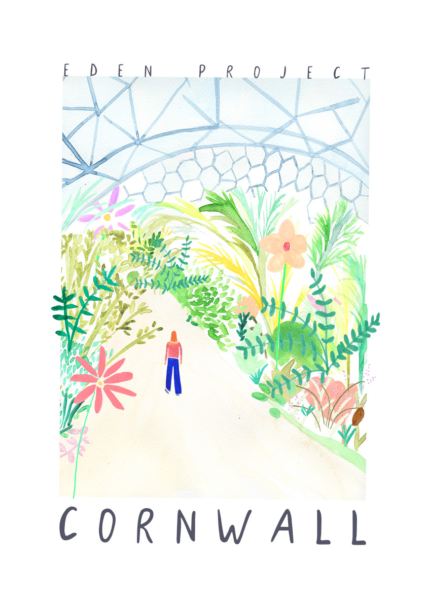 Cornwall Original watercolour Eden project Art & Collectibles Painting ...