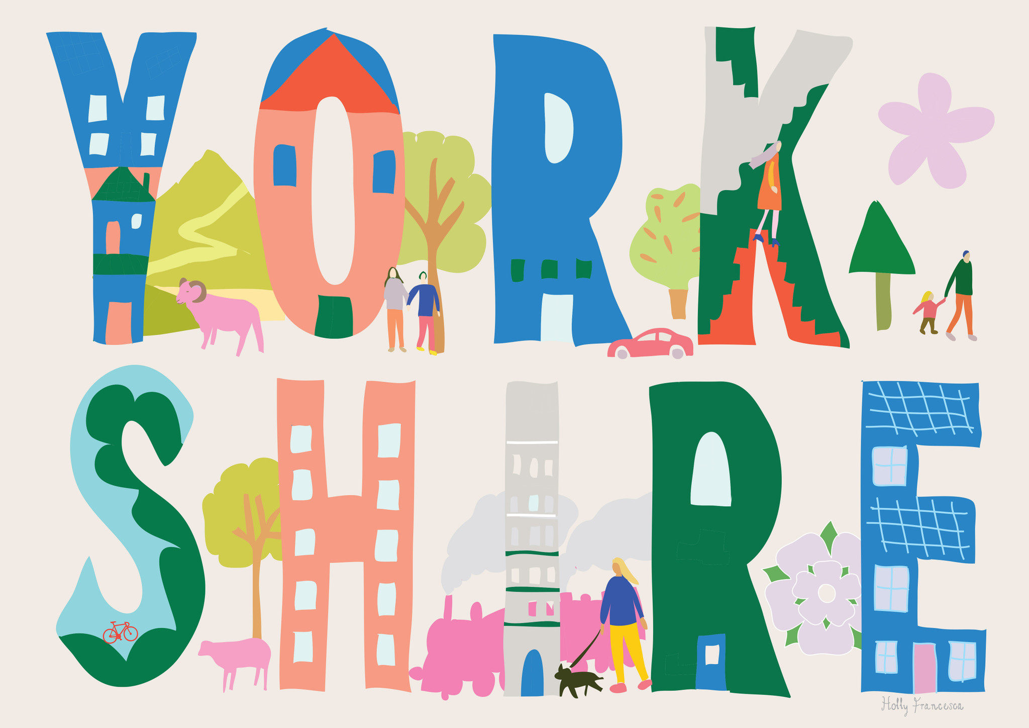 Illustrated Yorkshire Letters - Buildings and Landmarks Art Print Art ...