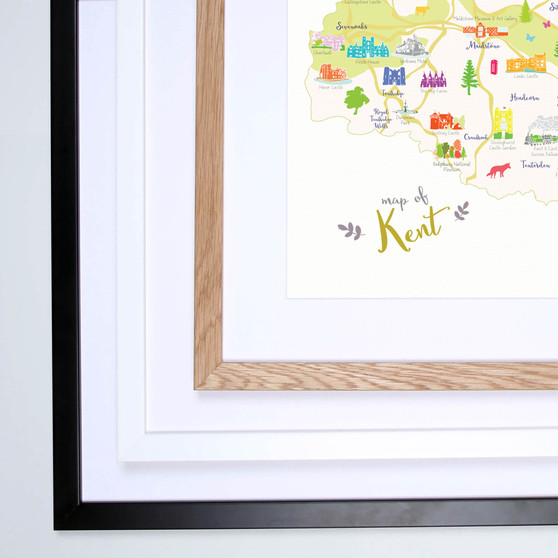 Illustrated hand drawn Map of Kent by UK artist Holly Francesca.