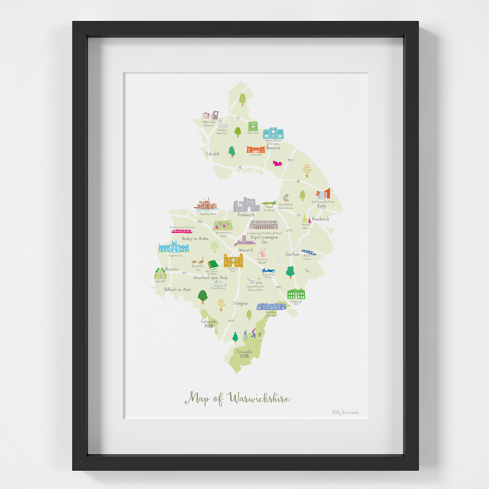 Illustrated hand drawn Map of Penarth art print by artist Holly Francesca.