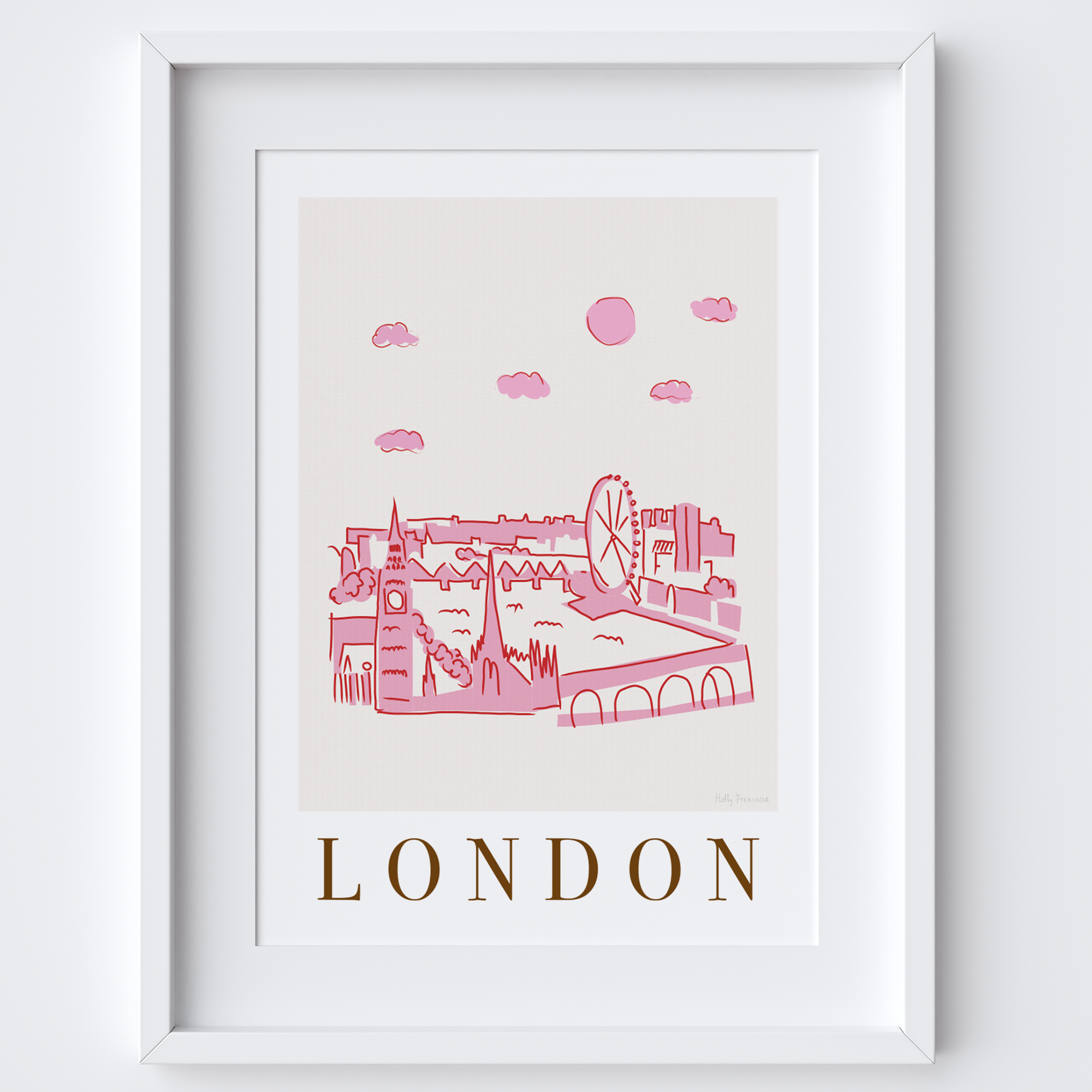 Illustrated hand drawn London Skyline Cityscape art print by artist ...