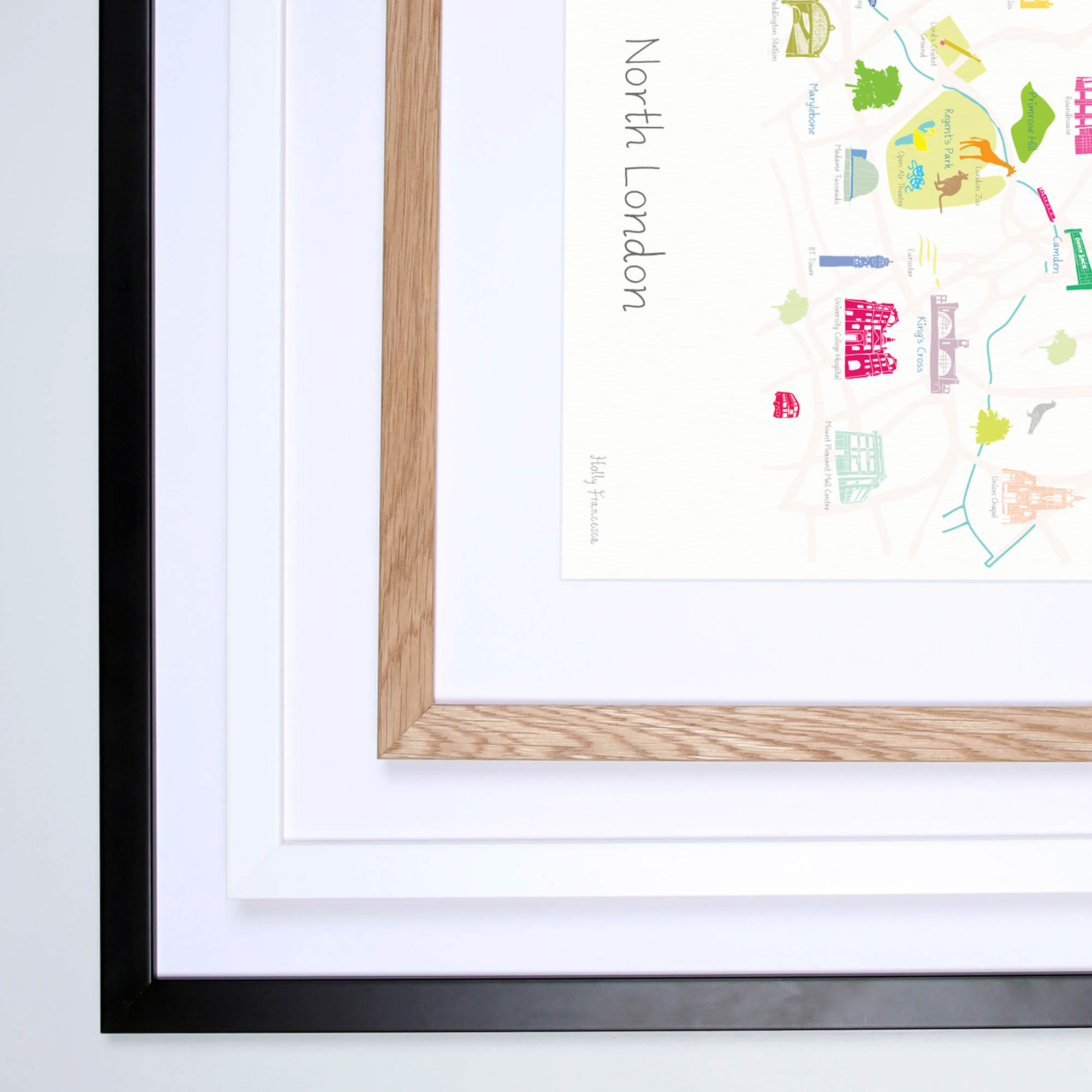 Illustrated hand drawn Map of North London art print by artist Holly ...