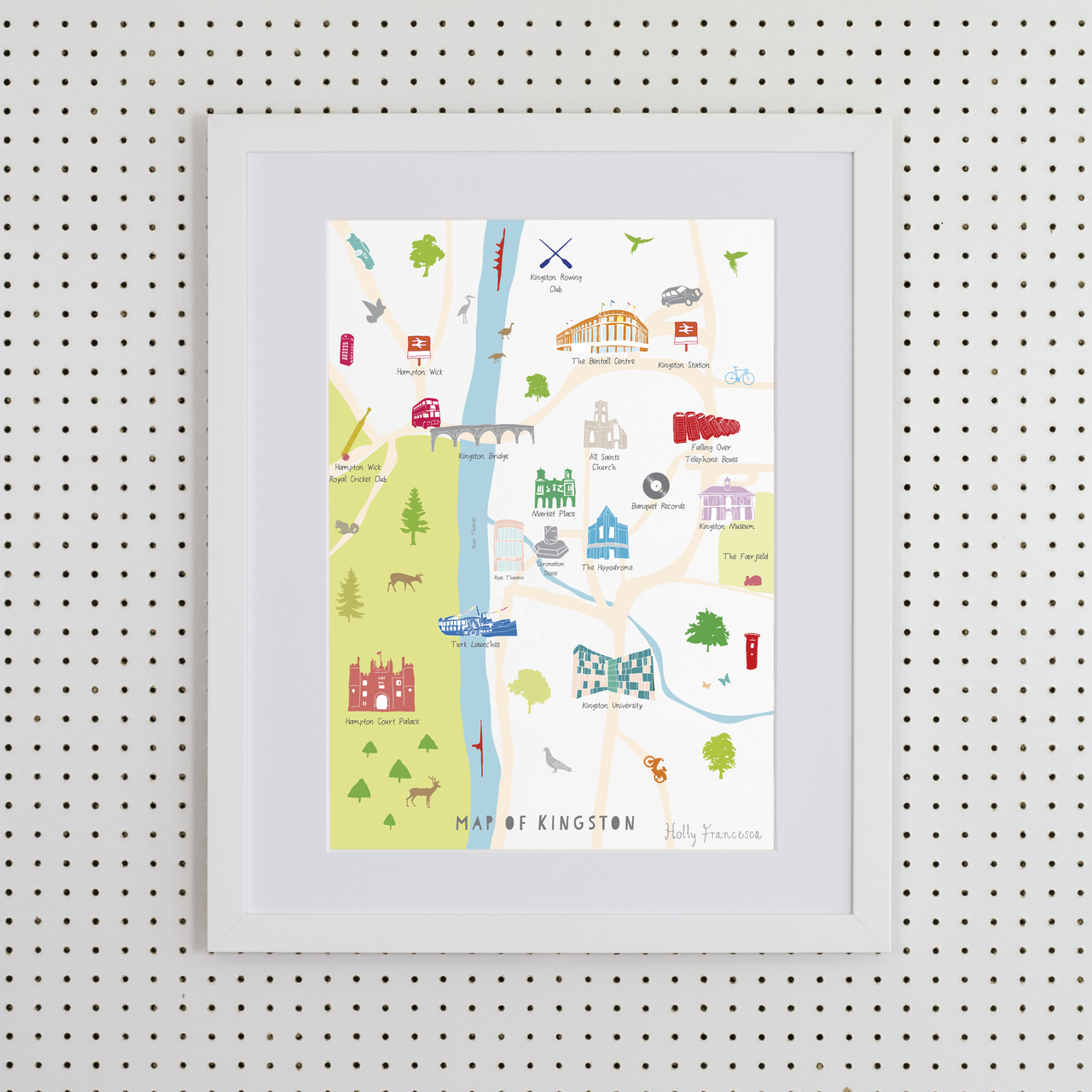 Illustrated hand drawn Map of Kingston art print by artist Holly Francesca.