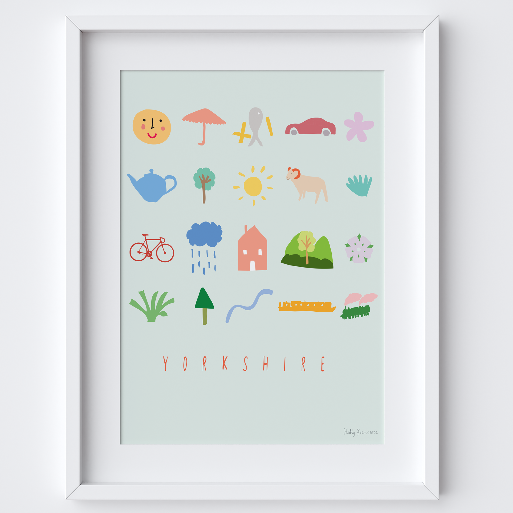 Illustrated Yorkshire Icons Art Print by artist Holly Francesca.