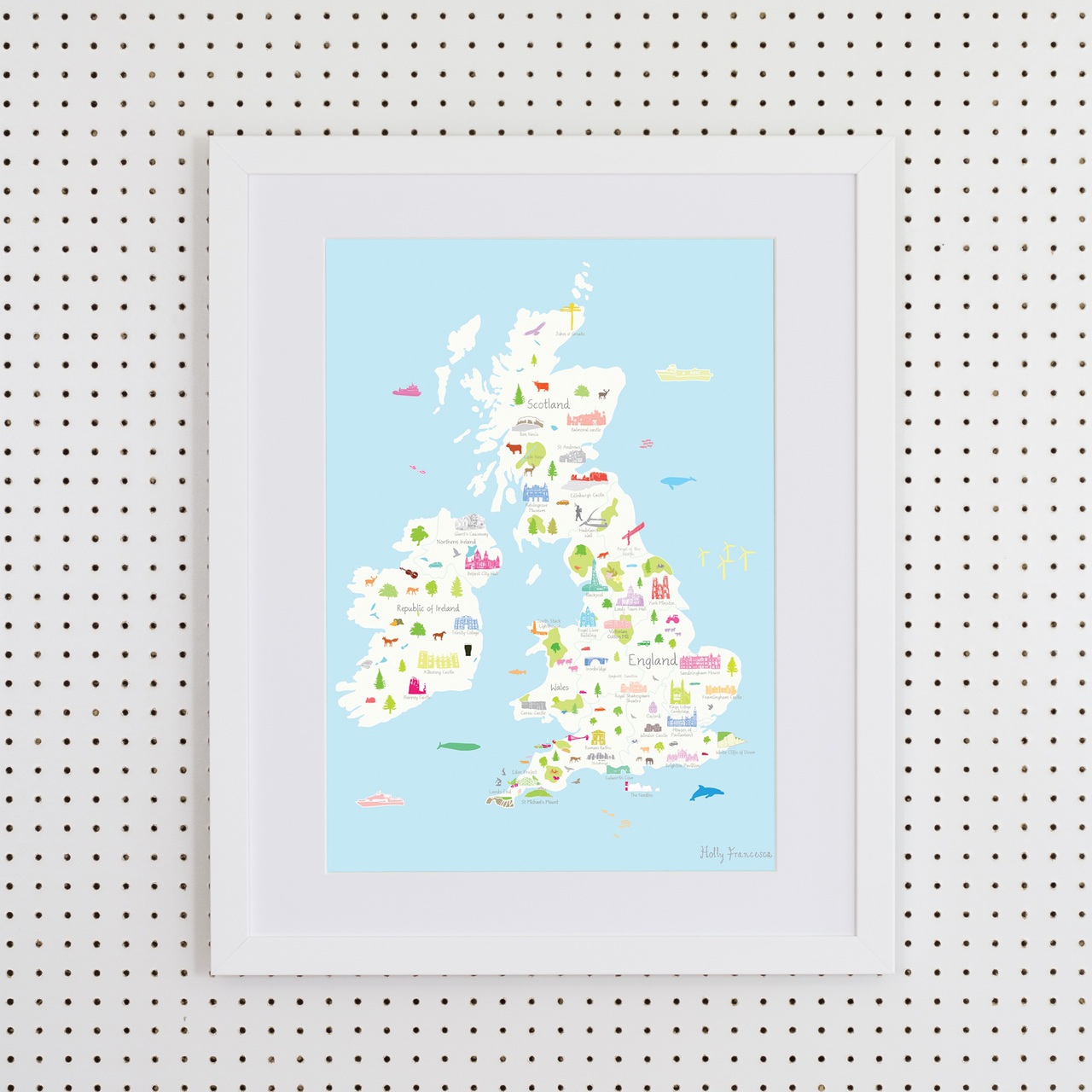Illustrated hand drawn Map of the British Wonders art print by artist ...