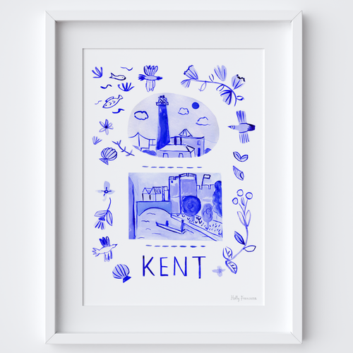 Kent Blue Portuguese 'Azulejo' tiles - Watercolour Painted Scene Art ...