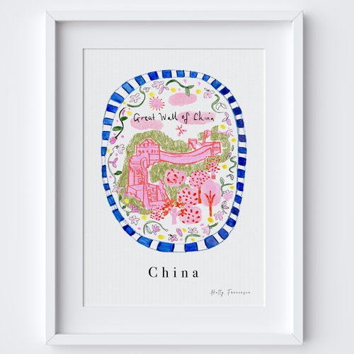 Great Wall of China - Chinese Landmark Travel Print created from an ...