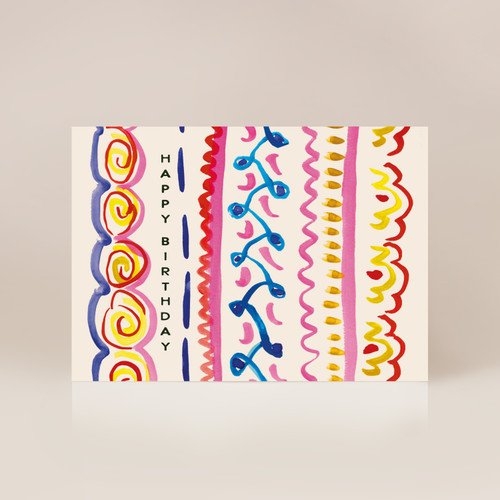 Happy Birthday Magical Stripes Card by UK artist Holly Francesca
