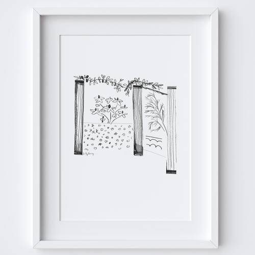 Botanical Pillar Drawing Print fine art print by artist Holly Francesca ...