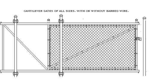 Cantilever Gate Chain Link Fence Slide Gate Welded With Cantilever