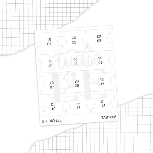 Slim Mini Monthly Number Tab Stickers - STUDIO L2E