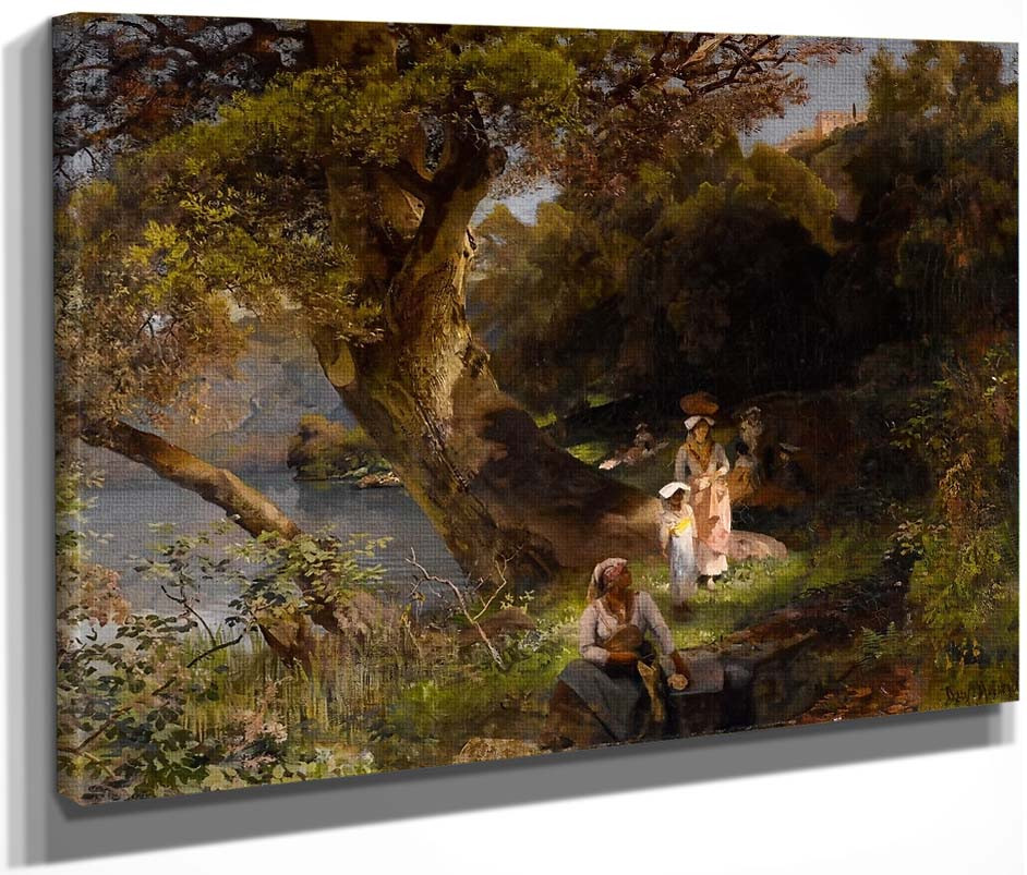 Italian Landscape By Oswald Achenbach By Oswald Achenbach Print or Oil ...