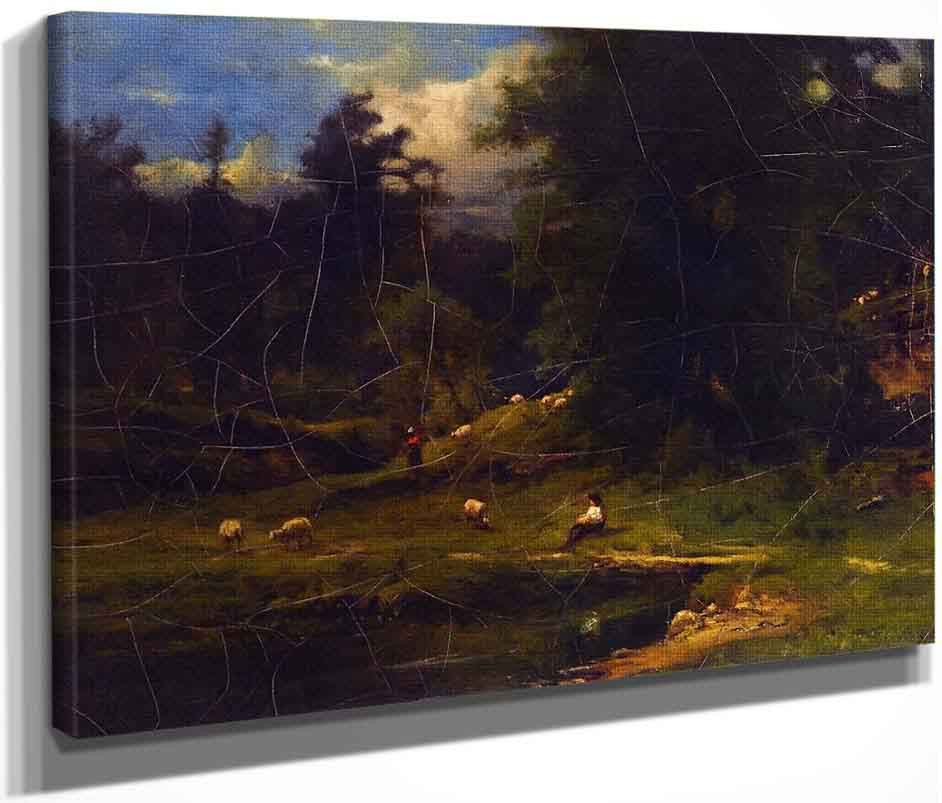 Landscape With Sheep By George Inness Print or Oil Painting ...