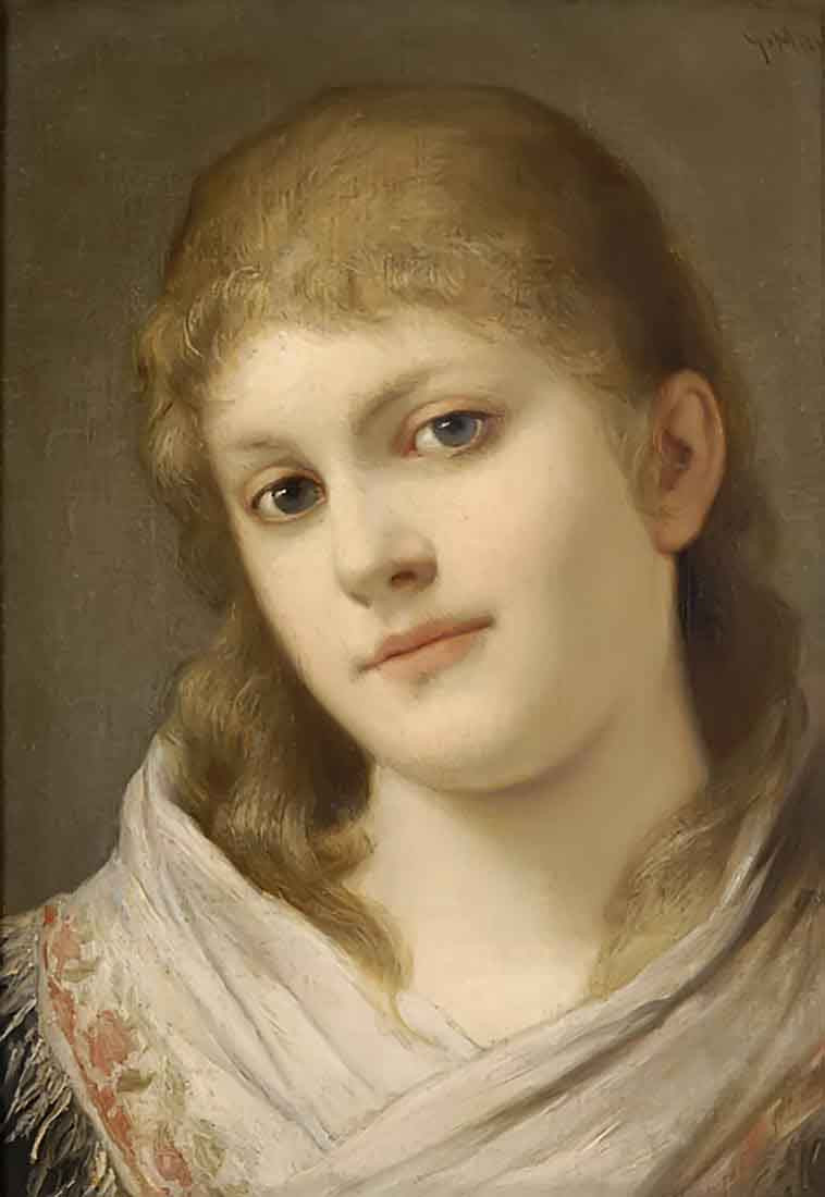 Portrait Of A Blond Girl By Gabriel Cornelius Ritter Von Max
