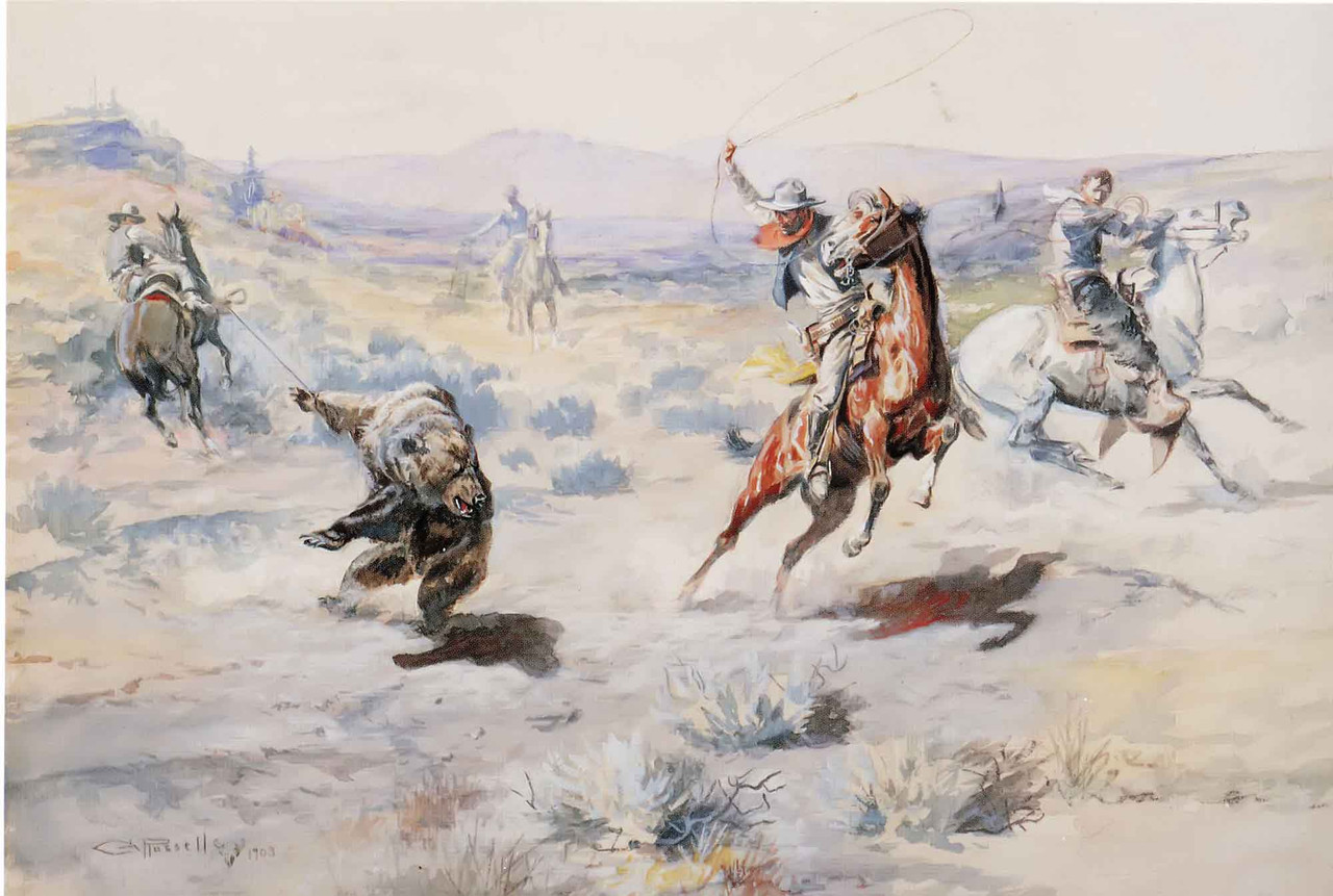 Roping A Grizzly Charles Marion Russell
