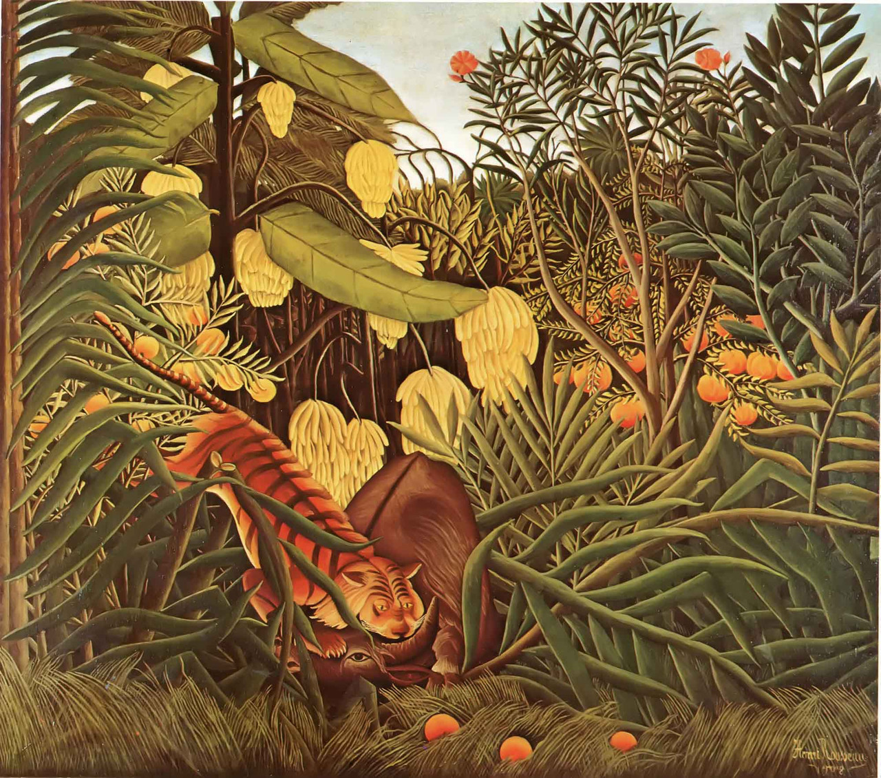 Tiger Attacking A Buffalo Henri Rousseau