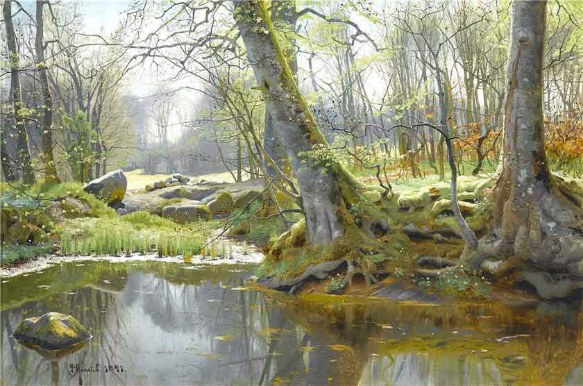 Spring Forest By Peder Mork Monsted Print or Oil Painting Reproduction ...
