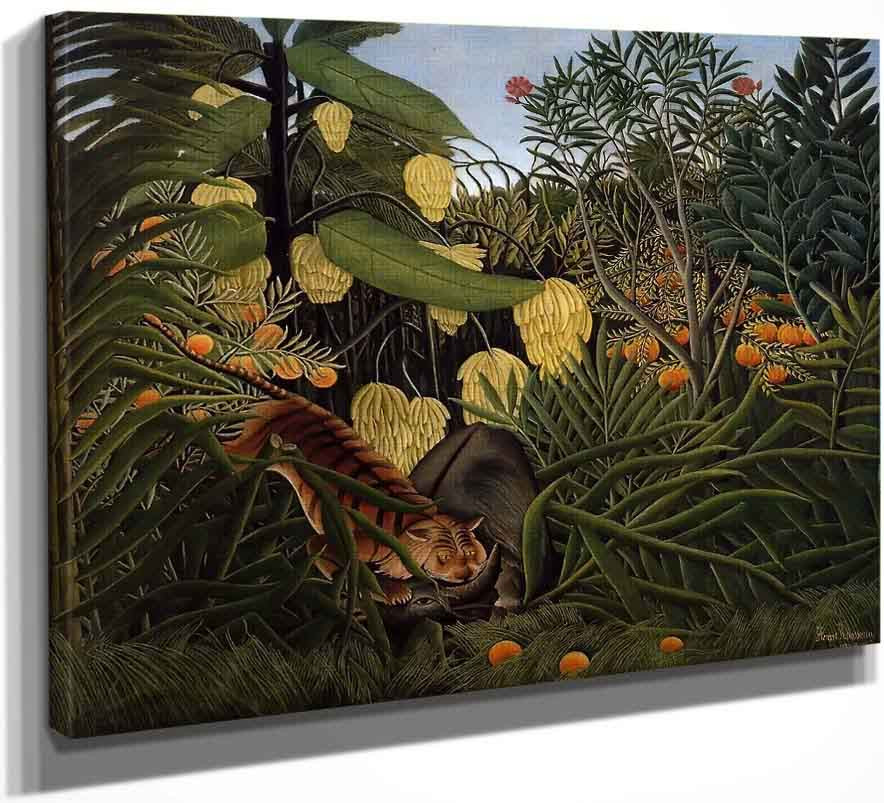 Fight Between A Tiger And A Buffalo By Henri Rousseau Print or Painting ...