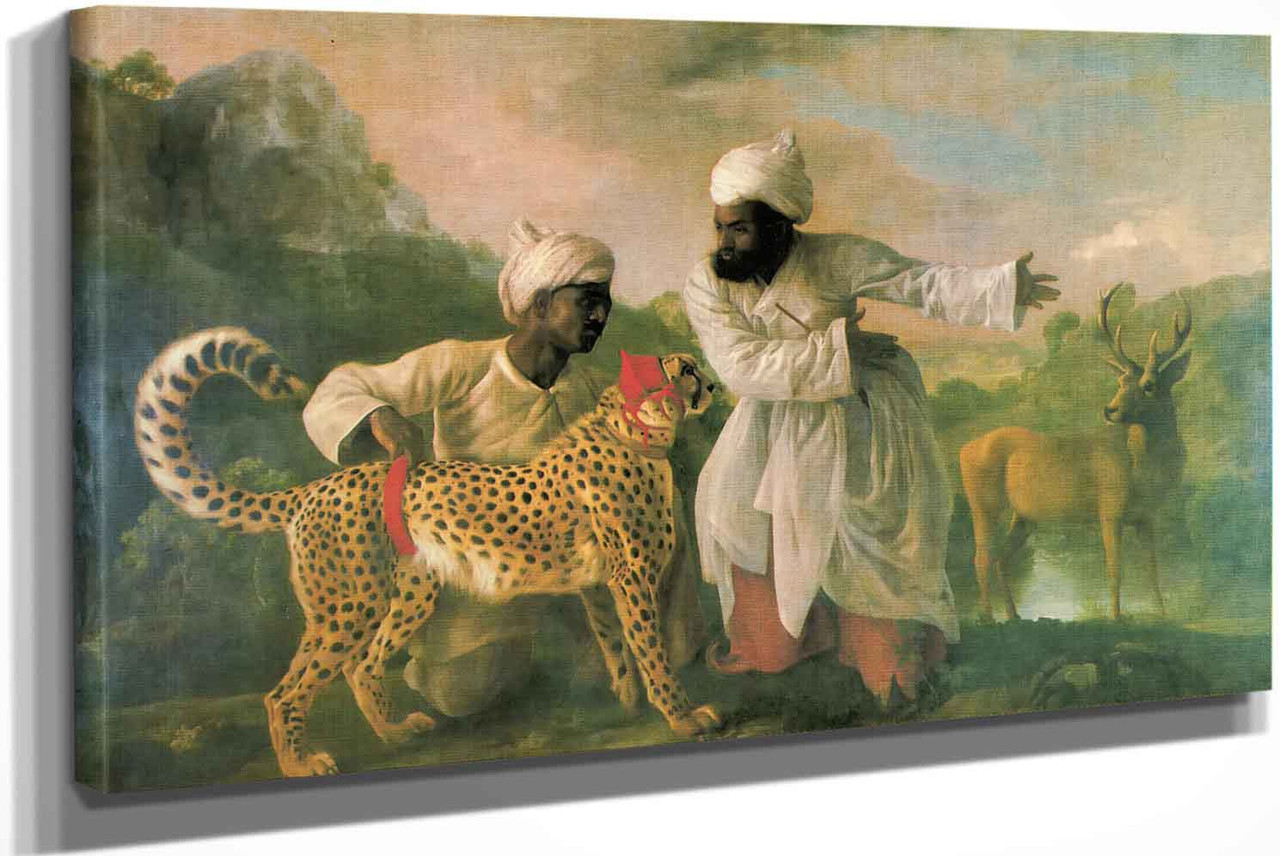 Cheetah With Two Indian Attendants And A Stag George Stubbs