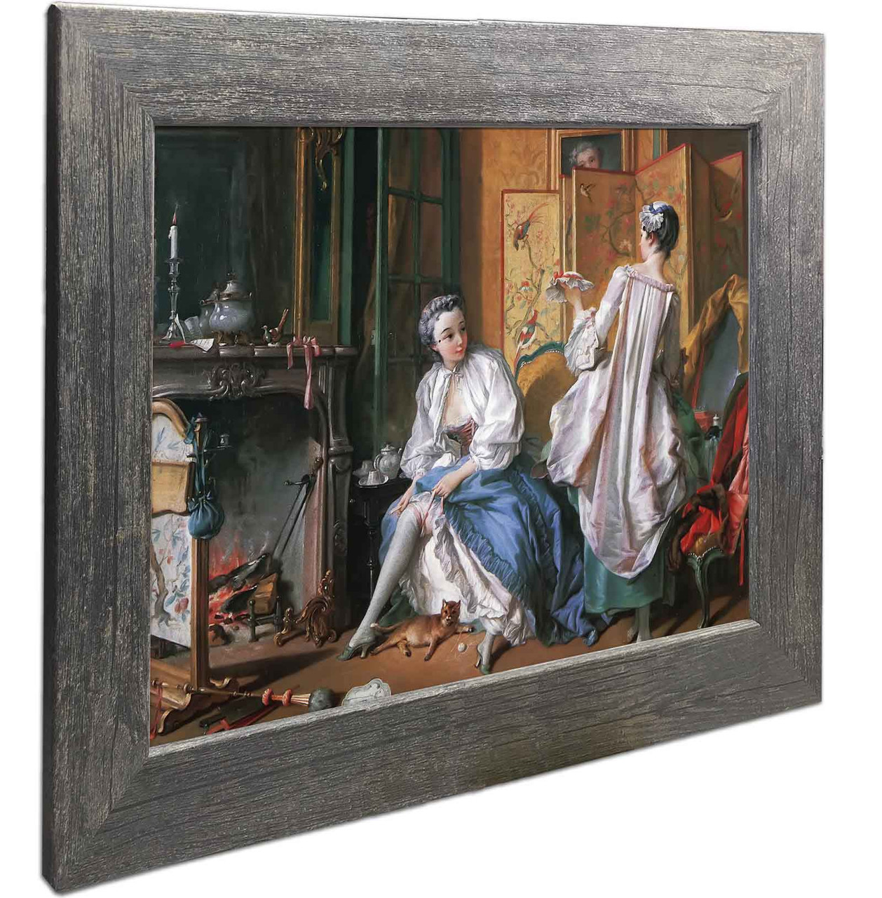 Woman Fastening Her Garter With Her Maid Francis Boucher