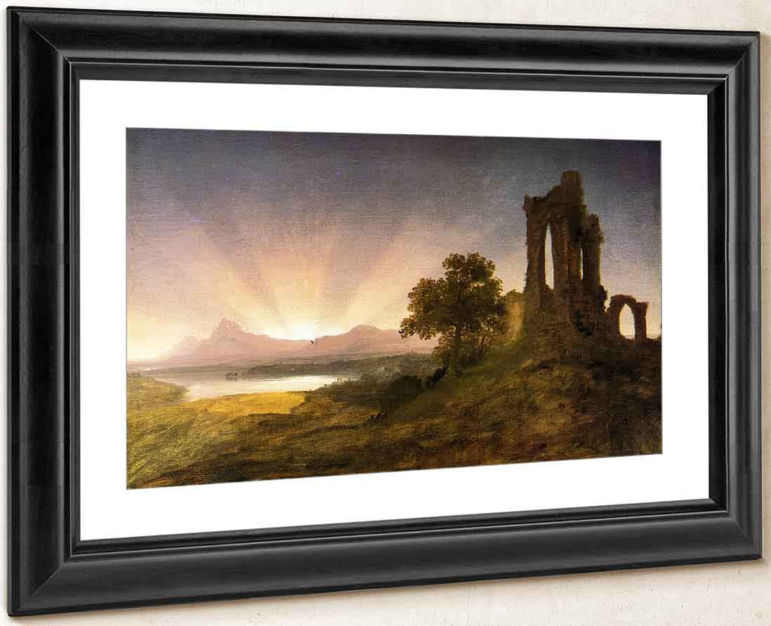Gothic Ruins At Sunset By Thomas Cole Print or Oil Painting ...