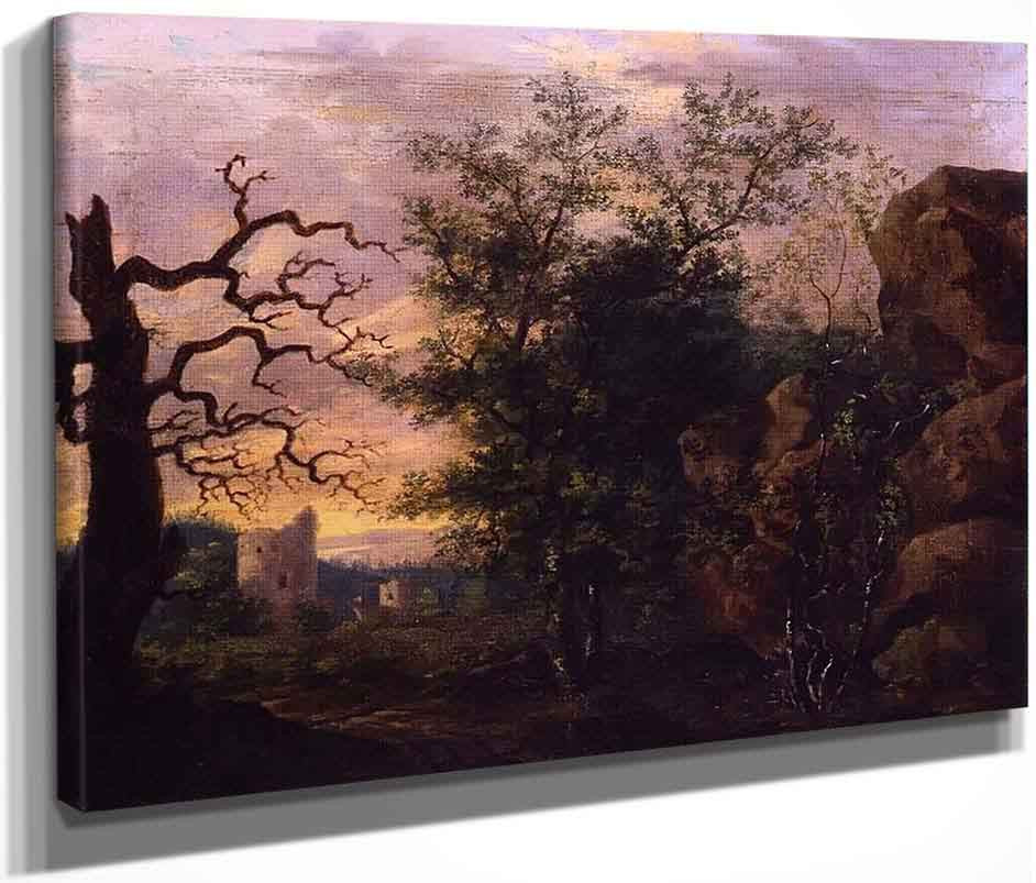 Landscape With Grave Coffin And Owl By Caspar David Friedrich Print