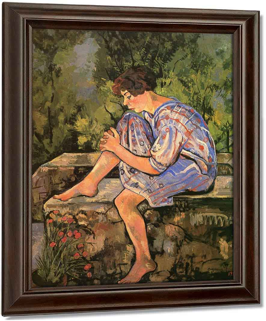Young Woman Seated On A Low Wall By Suzanne Valadon Art Reproduction ...