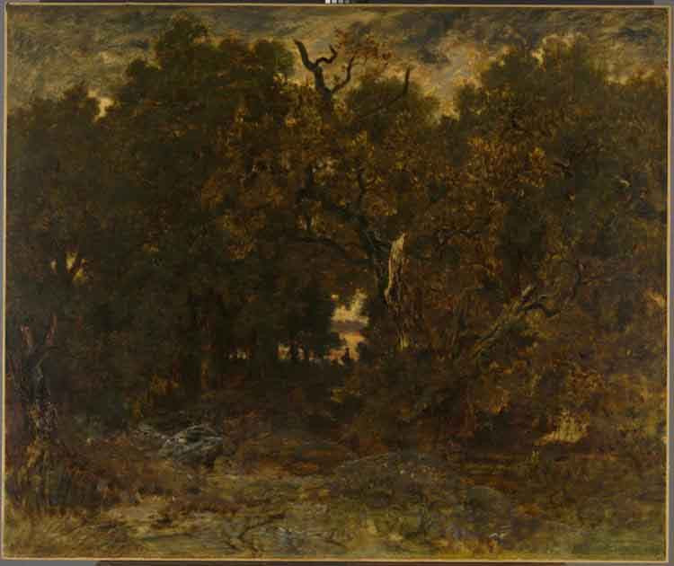 Leaving The Forest Of Fontainebleau, Setting Sun By Theodore Rousseau ...