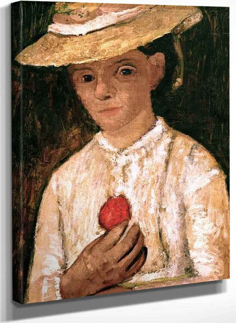 Self Portrait With Red Rose By Paula Modersohn Becker