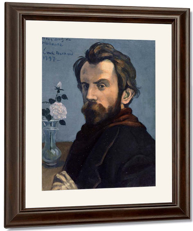 Self Portrait With A Vase Of Flowers By Emile Bernard By Emile Bernard ...