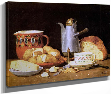 Still Life With Coffee, Bread And Potatoes By Albert Anker Print or ...