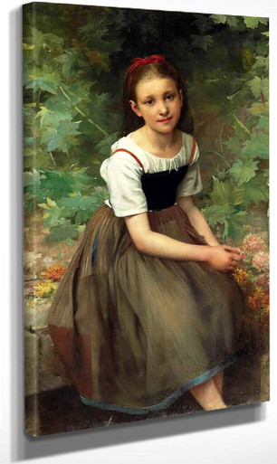 Young Girl With Flowers By Eugene Romain Thirion Art Reproduction.