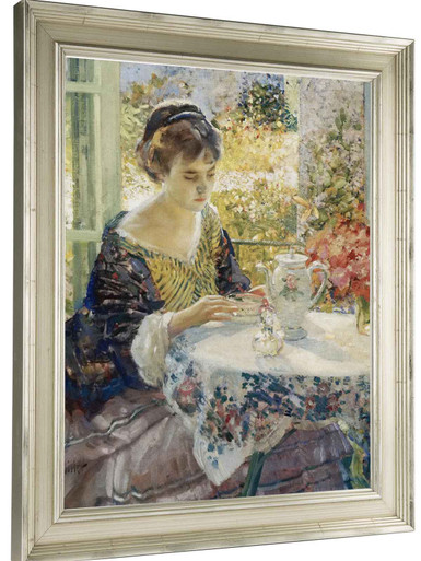 Woman At Table In Interior by Richard Edward Miller