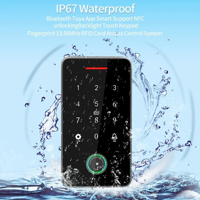 13.56Mhz Rfid Card Keypad Waterproof Tuya APP Door Lock Door Access ...