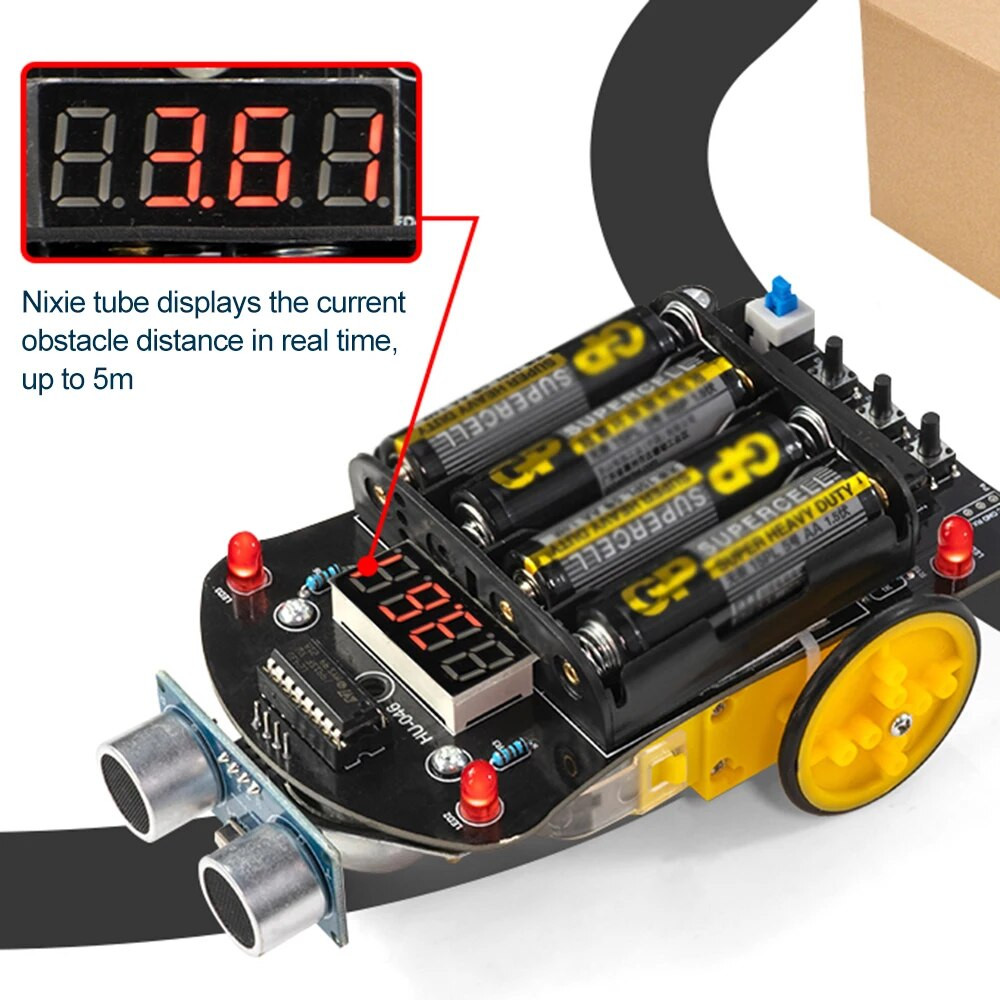 51 MCU smart car ultrasonic obstacle avoidance car tracking ranging ...