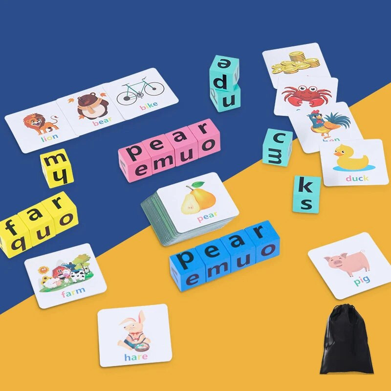 Wooden Word Spelling Game,Alphabet Learning Toy for Preschool Boys and ...