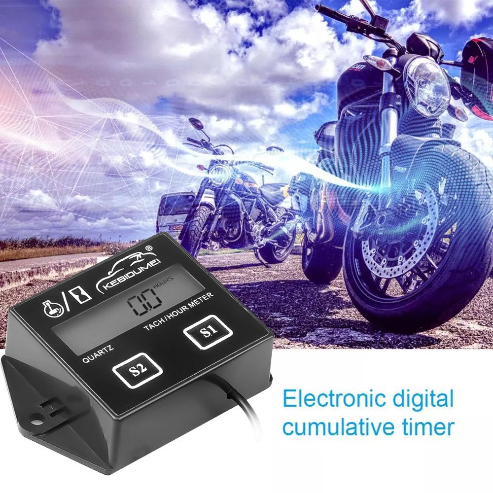 Waterproof Digital Engine Tach Hour Meter Tachometer Gauge Engine RPM ...