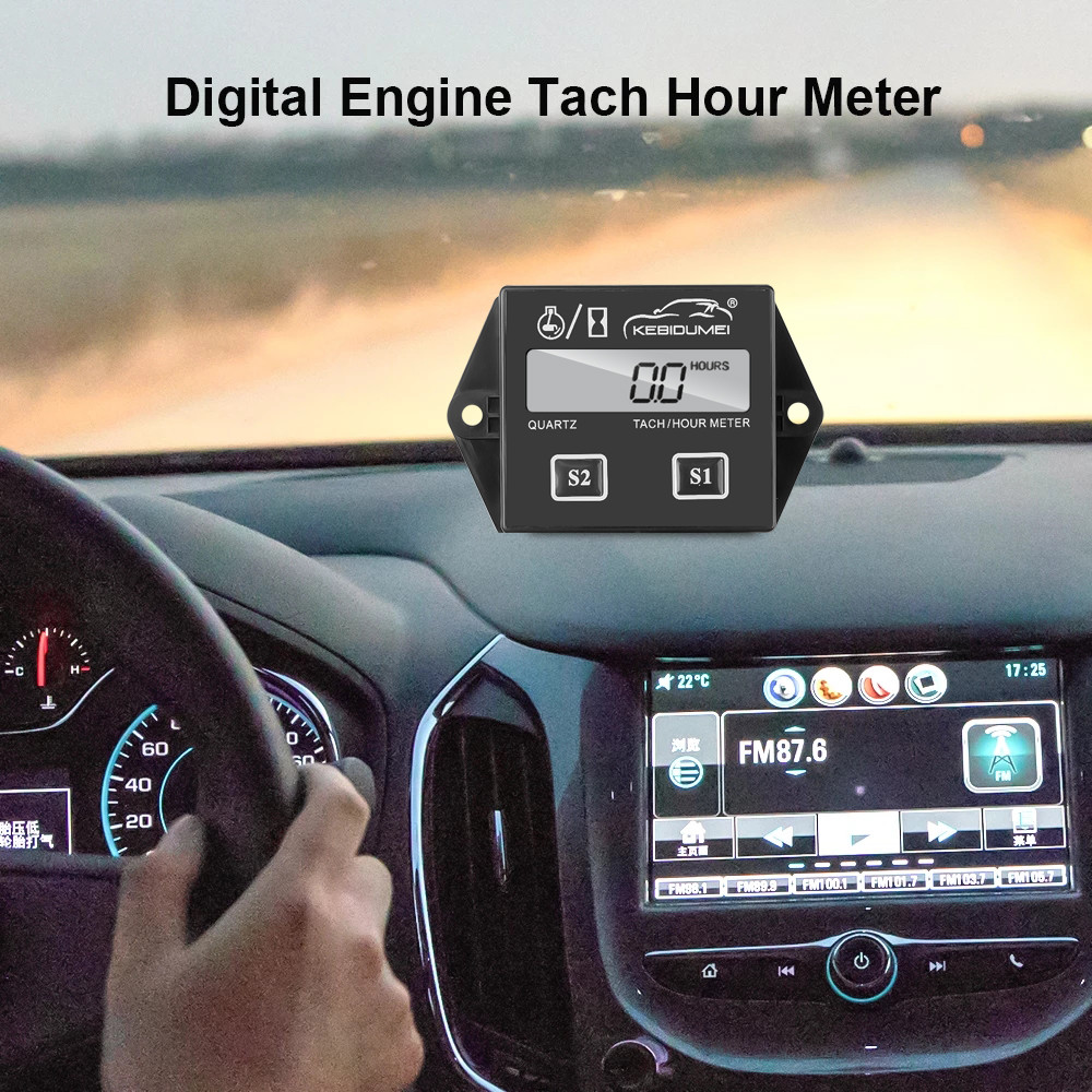 Waterproof Digital Engine Tach Hour Meter Tachometer Gauge Engine RPM ...