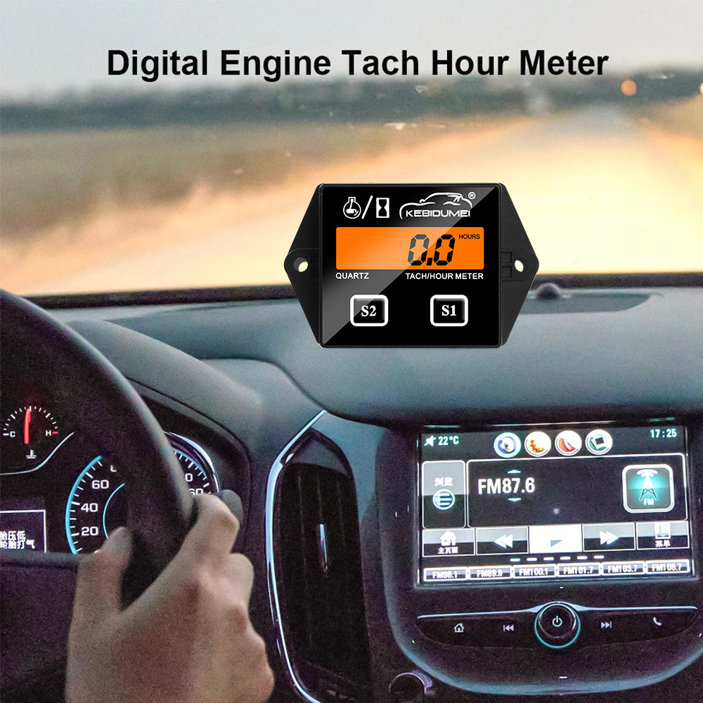 Waterproof Digital Engine Tach Hour Meter Tachometer Gauge Engine RPM ...