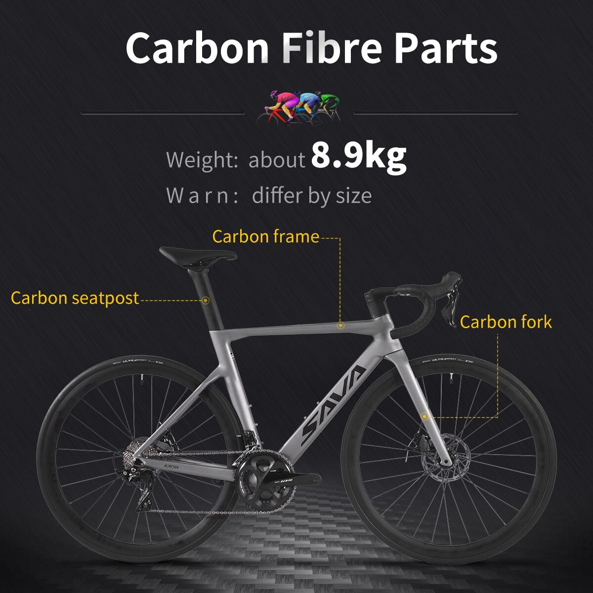 SAVA A7 Carbon Bike Road Bike for Adult Carbon Fibre Frame with SHIMANO ...