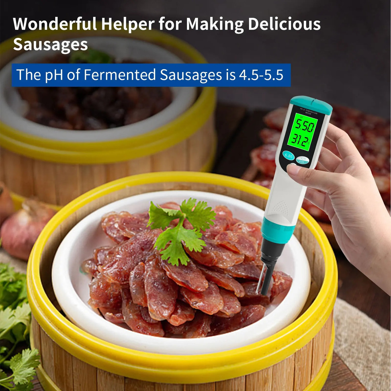 Professional Food PH Meter 0.00~14.00pH Temp pH Tester High Accuracy ...