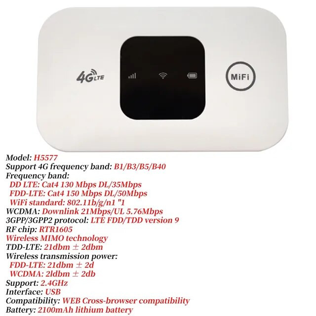 4G WiFi Router 150Mbps USB Dongle Mobile Hotspot Portable Outdoor ...