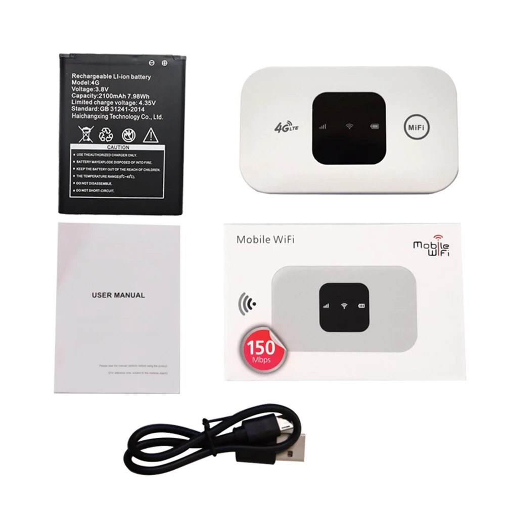 4G Pocket WiFi Router 2100mAh Mobile Hotspot with SIM Card Slot ...