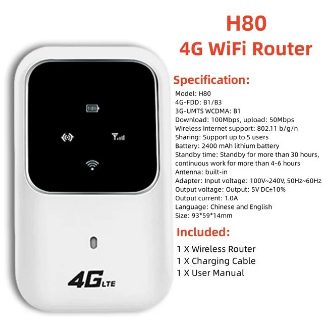 4G WIFI Router Card 4G LTE Wireless Router Mini Outdoor Hotspot Pocket ...