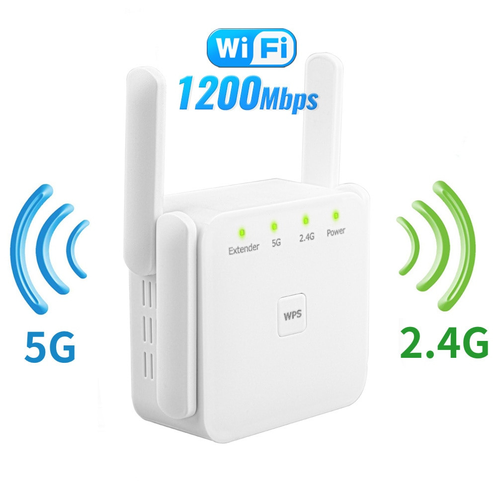 Wireless 5G WiFi Repeater 1200Mbps Router Wifi Booster Dual Band Long ...